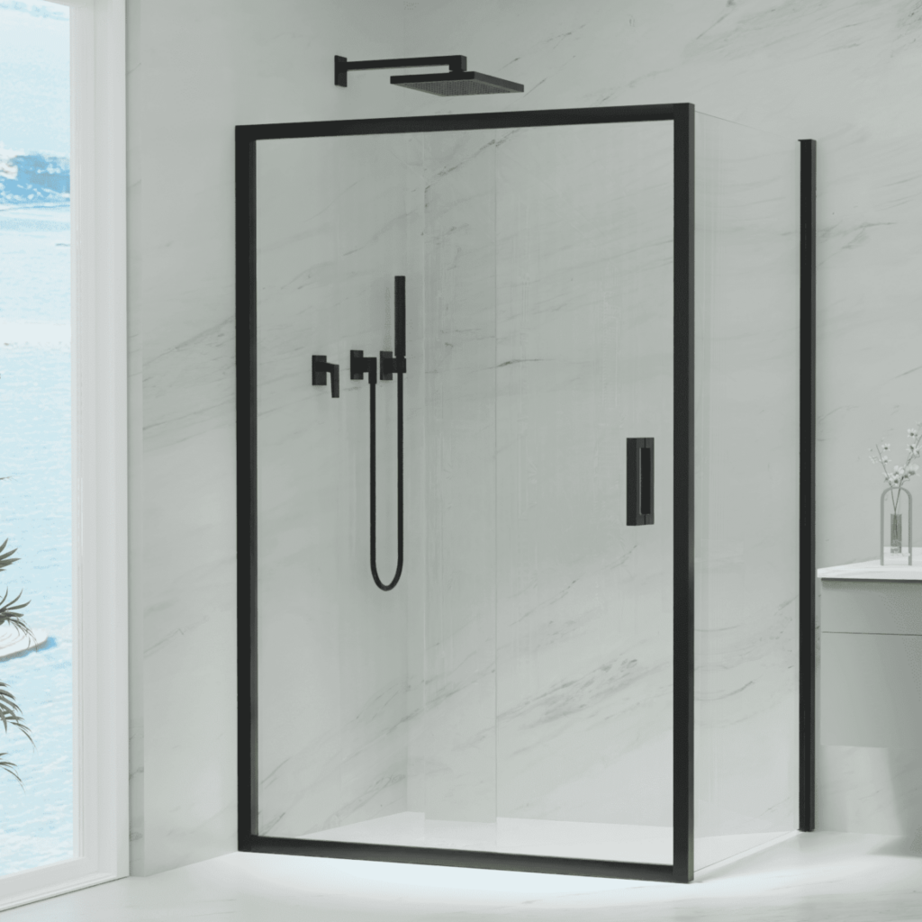 Sliding Door Black Semi Frameless Front Only Shower Screen in Melbourne ...