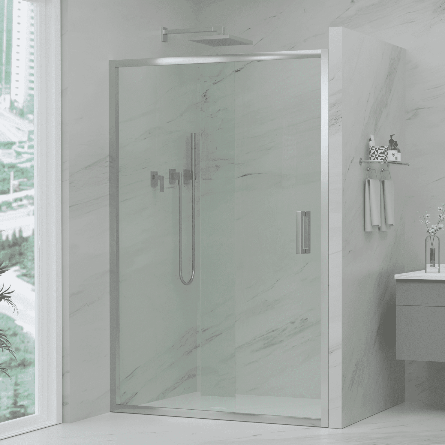 Sliding Door Chrome Semi Frameless Front Only Shower Screen in ...