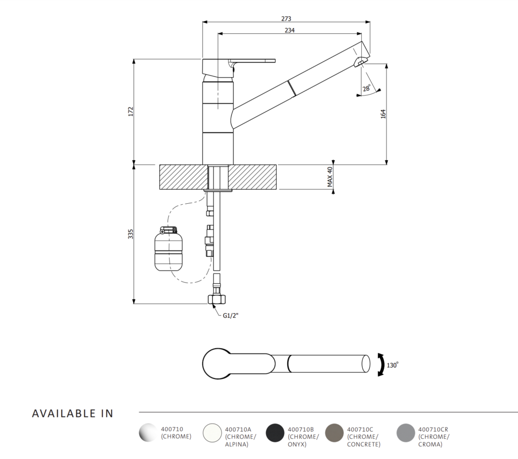 ISA Pull Out Kitchen Mixer in Chrome & Concrete in Melbourne | Topware