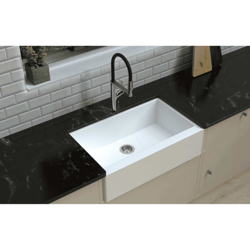 865x540mm White Granite Butler Single Bowl Farmhouse Kitchen Sink Apron ...