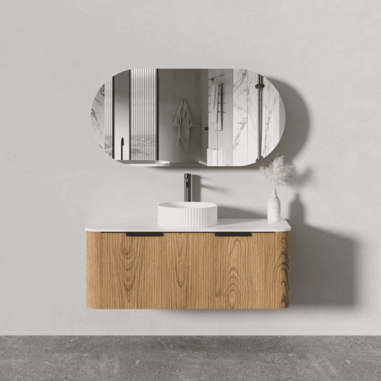 STELLA 1200mm Fluted Curved Wall Hung Vanity in Melbourne | Topware