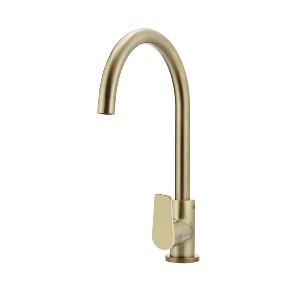 Meir Round Gooseneck Kitchen Mixer Tap with Paddle Handle in Tiger ...