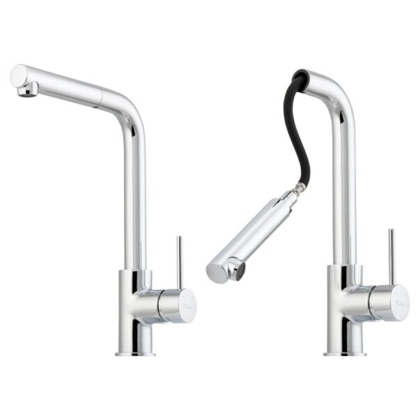 Venice Pull Out Right Angle Sink Mixer in Chrome in Melbourne | Topware